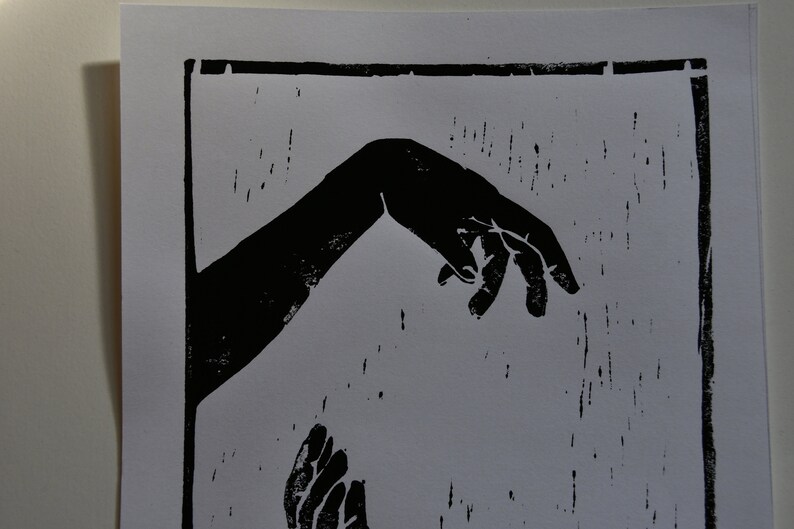 Graphic and Minimalist Linocut "hands" - Etsy
