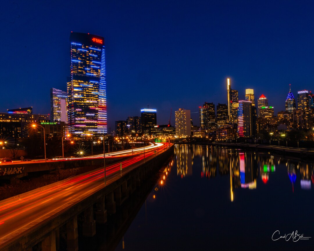 Philadelphia Skyline Print: Schuylkill River Reflection, South Street ...