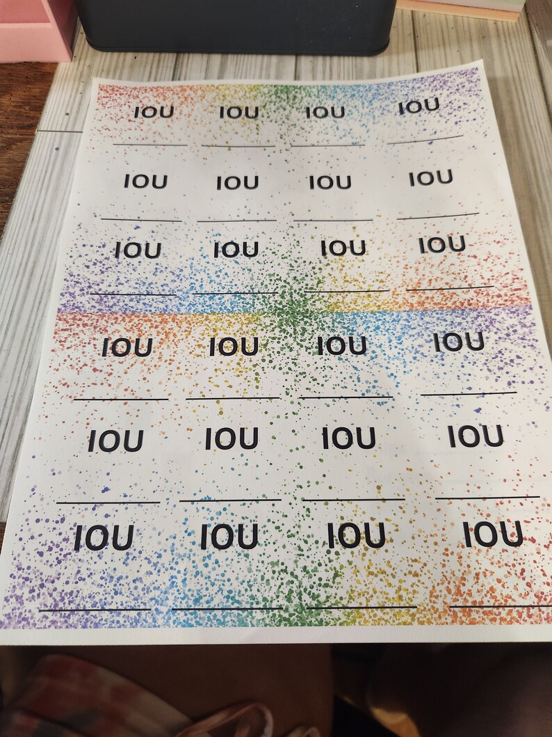 IOU Glitter Slips - Etsy