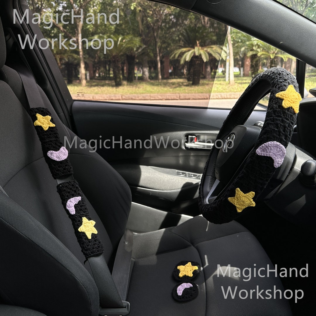 Star and Moon Crochet Steering Wheel Cover,steering Wheel Cover,car ...