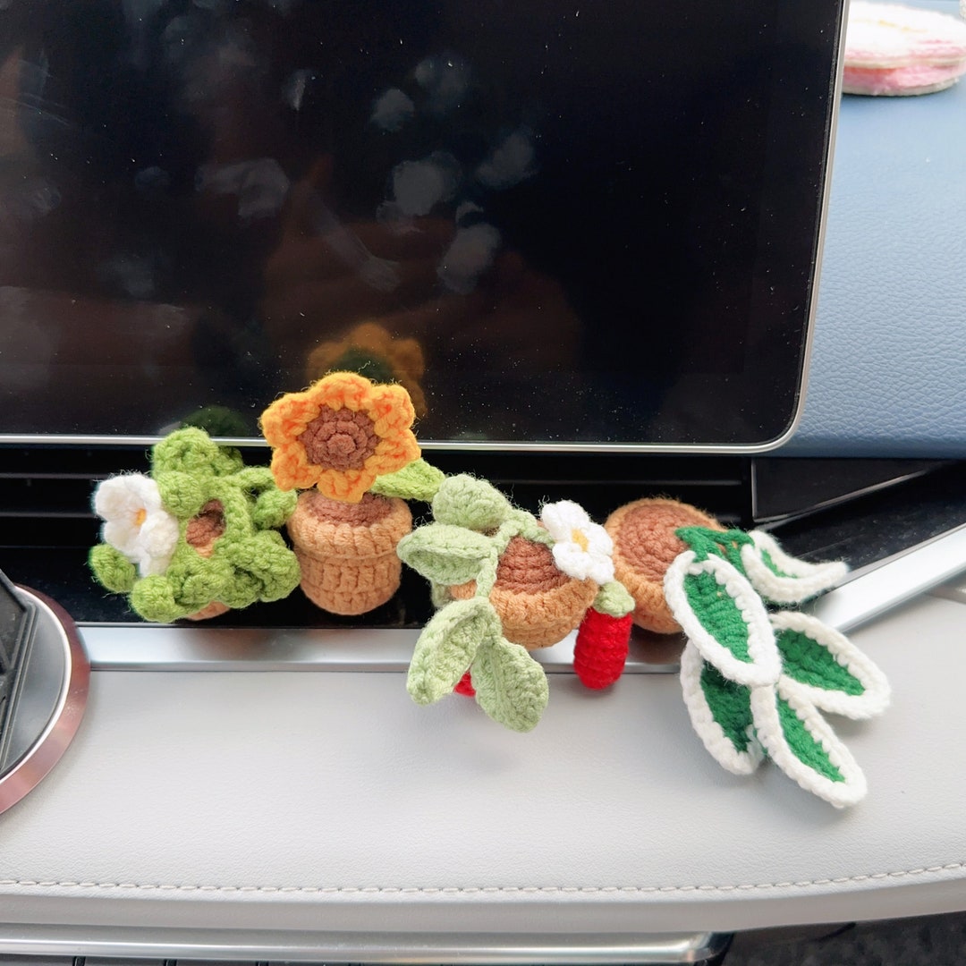 Cute Vent Clip, Crochet Flower,car Plant Vent Decor Artificial Flower ...