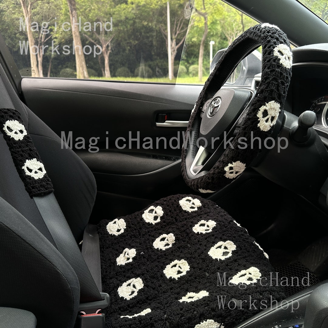 Crochet Steering Wheel Cover steering Wheel Cover car Accessories goth Car Seat Cover car Seat Cover halloween Gift new Car Gift Etsy
