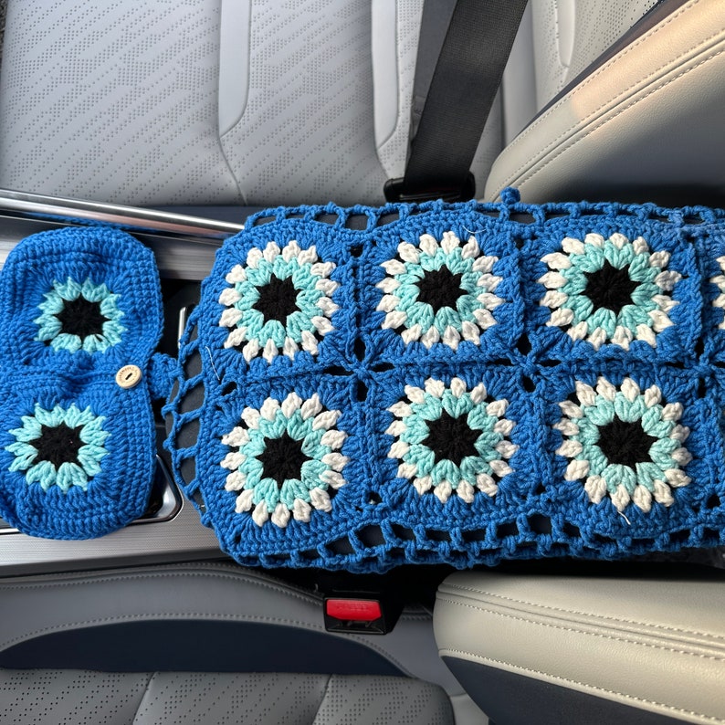 Crochet Car Center Console Cover,handmade Devil's Eye, Center Console ...