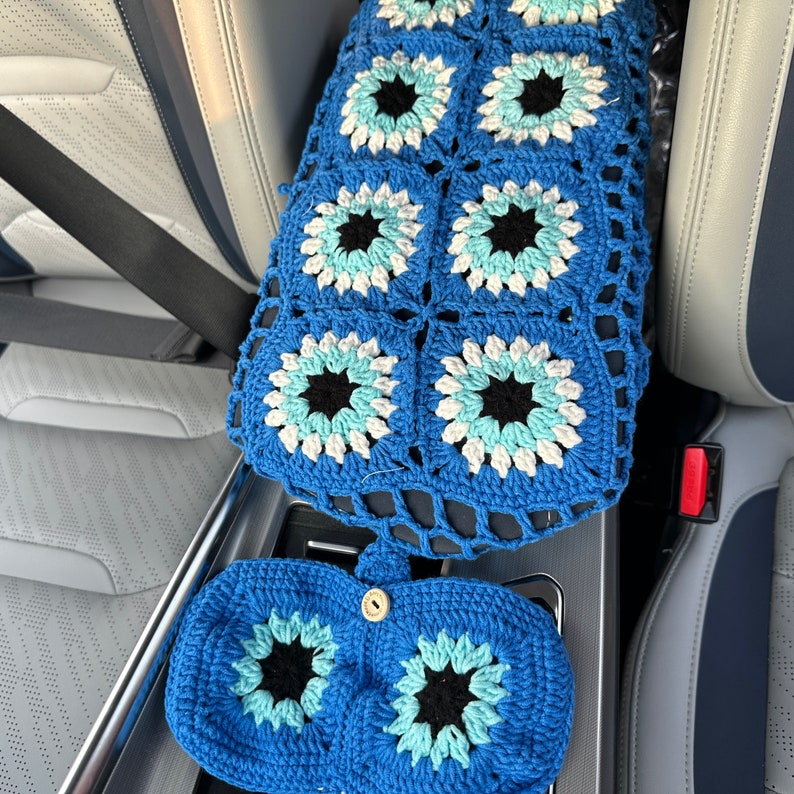 Crochet Car Center Console Cover,handmade Devil's Eye, Center Console ...