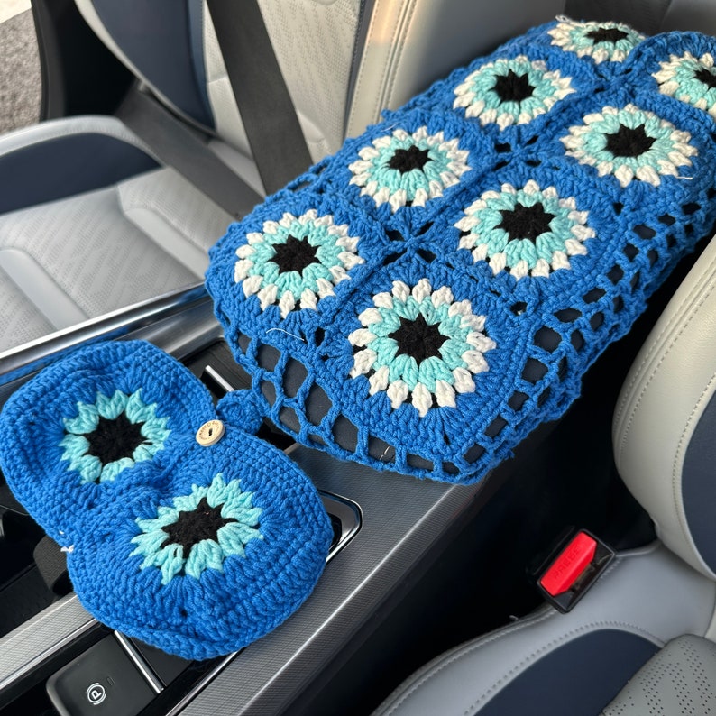 Crochet Car Center Console Cover,handmade Devil's Eye, Center Console ...