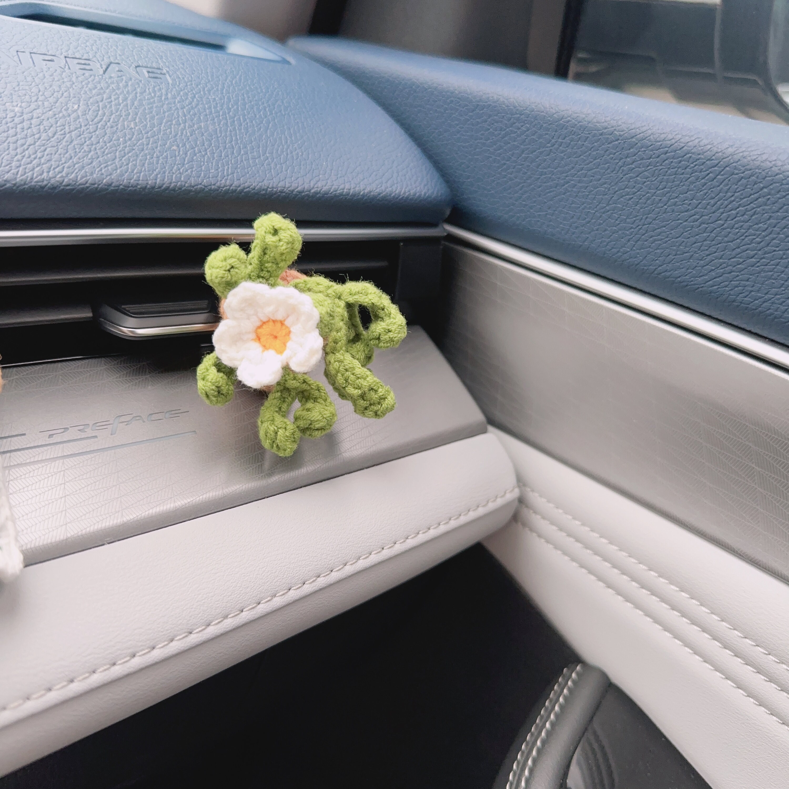 Cute Vent Clip, Crochet Flower,car Plant Vent Decor Artificial Flower ...