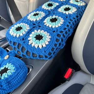 Crochet Car Center Console Cover,handmade Devil's Eye, Center Console ...