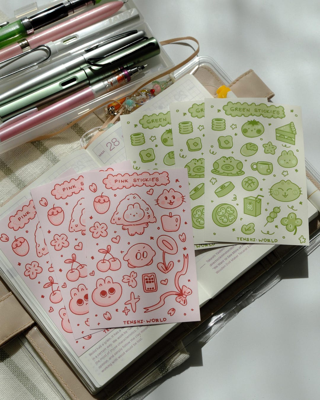 Green and Pink Sticker Sheets | Cute Sticker Sheets | Green Themed ...