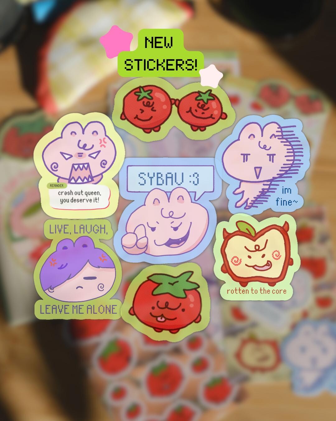 Unhinged Funny Bunny Tomato Apple Emo Vinyl Stickers - Etsy