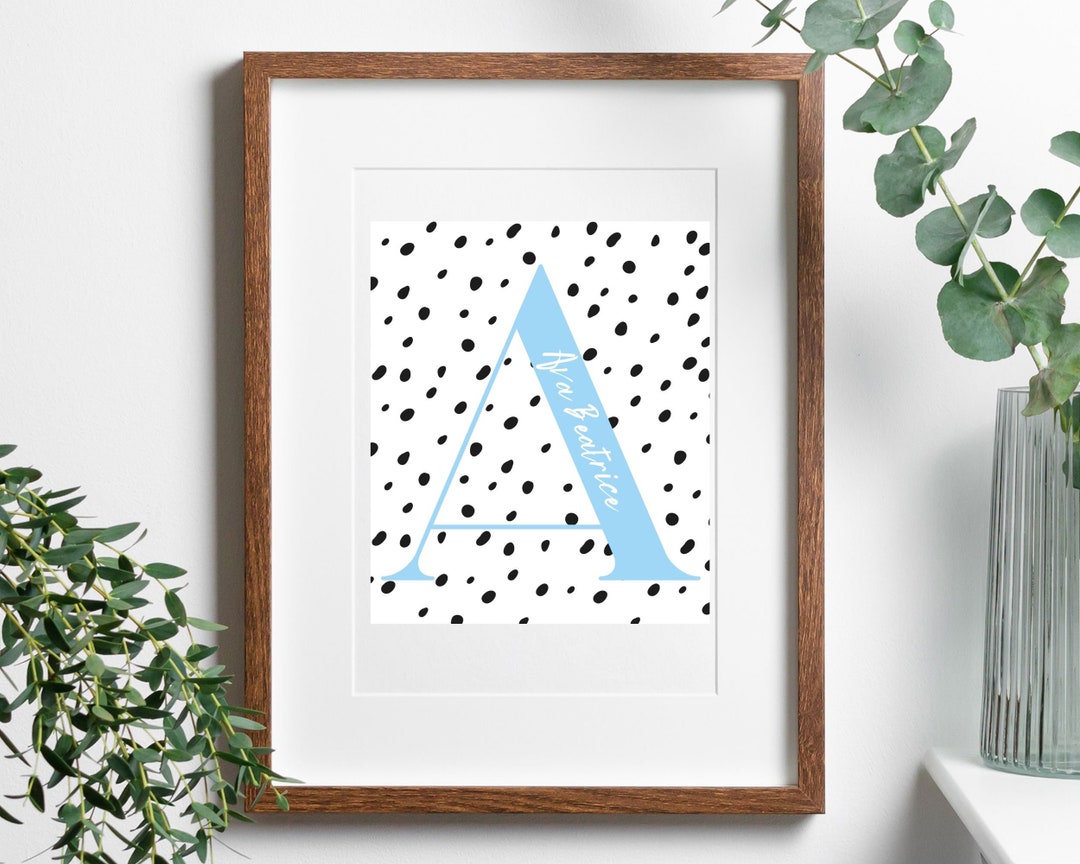 Personalised Inital Name Print Name Print Nursery Print Boys Bedroom ...