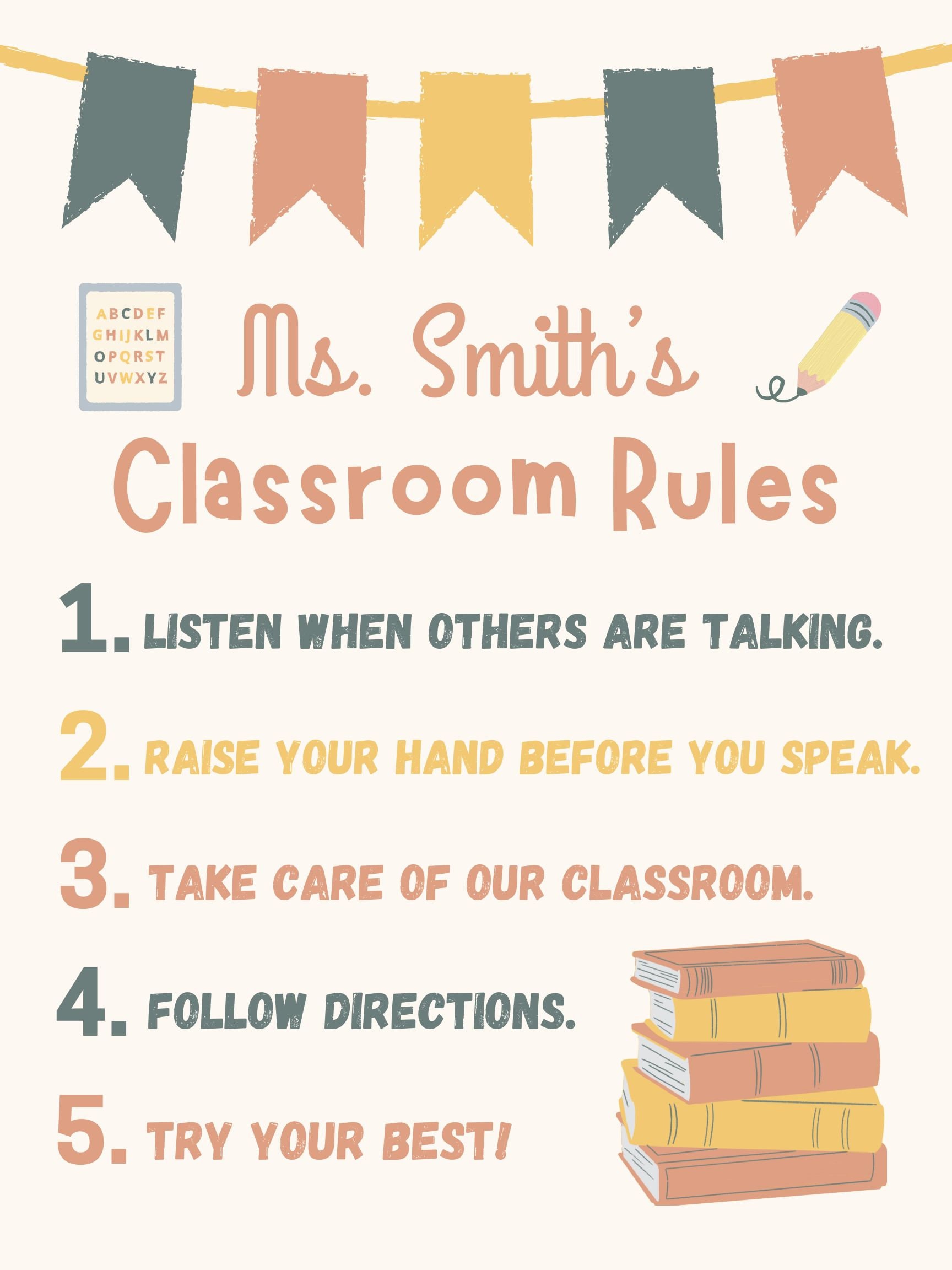 Classroom, Class Rules, Teacher Customizable, Personalized Download ...