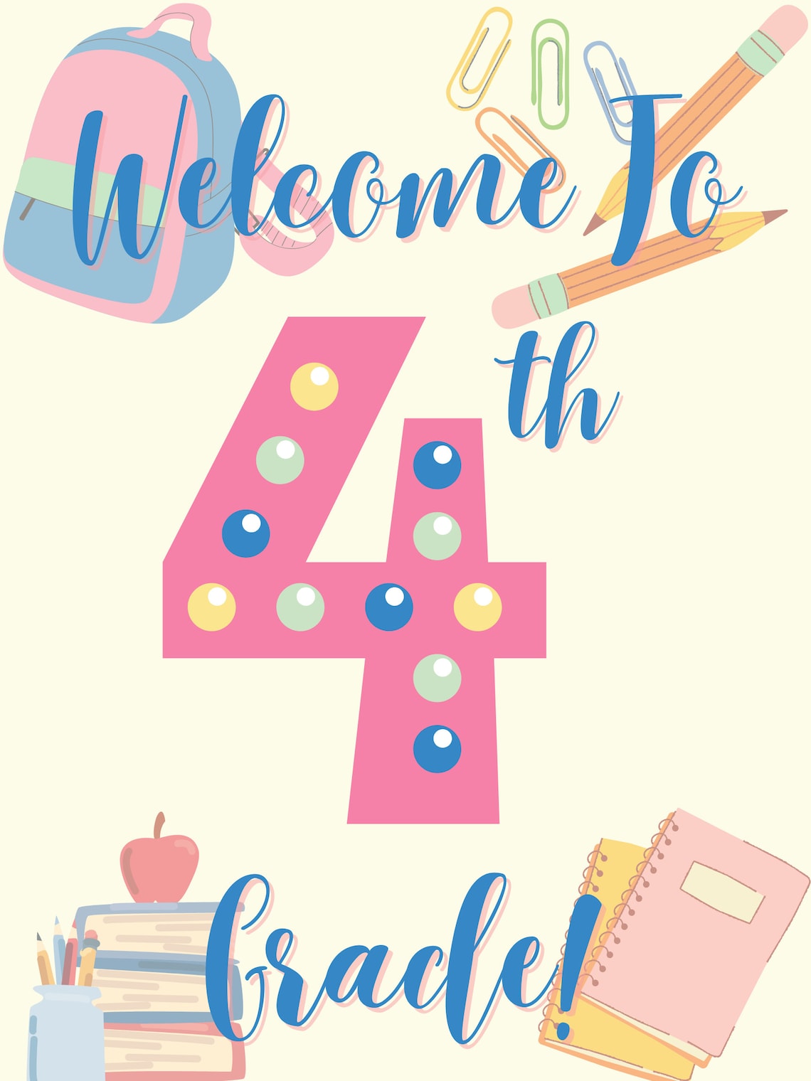 Welcome to 4th Grade Poster Template - Etsy