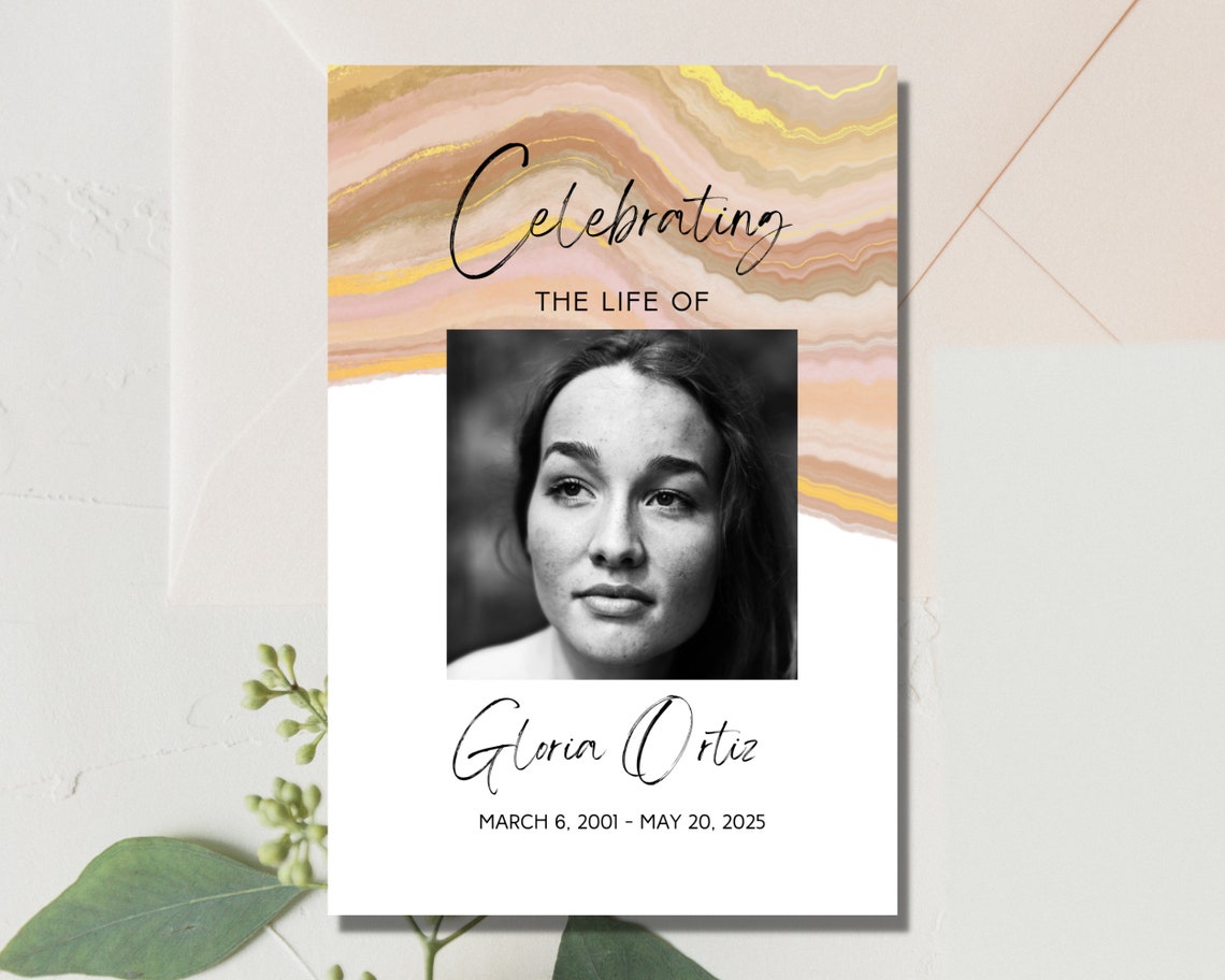 Editable Funeral Program Obituary Card Funeral Prayer Card Printable ...