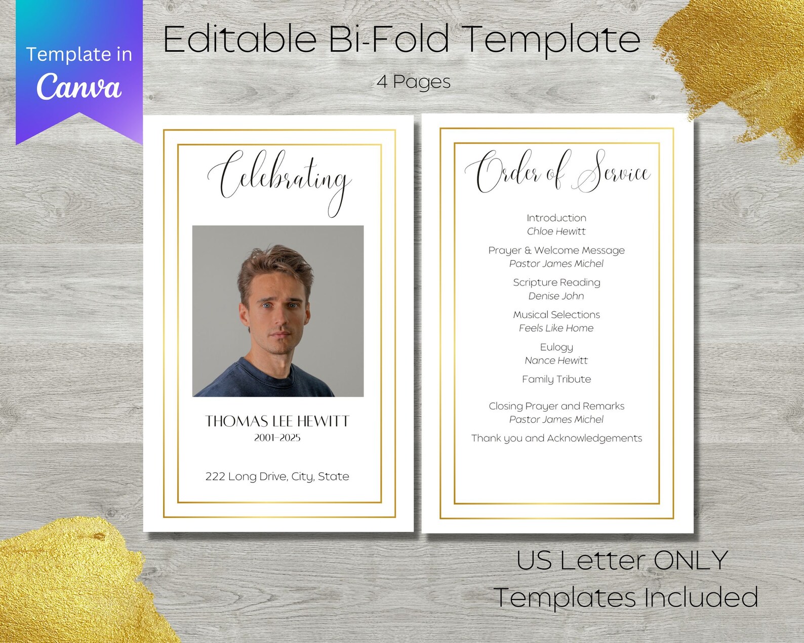 Editable Funeral Program | Obituary Card | Funeral Prayer Card ...