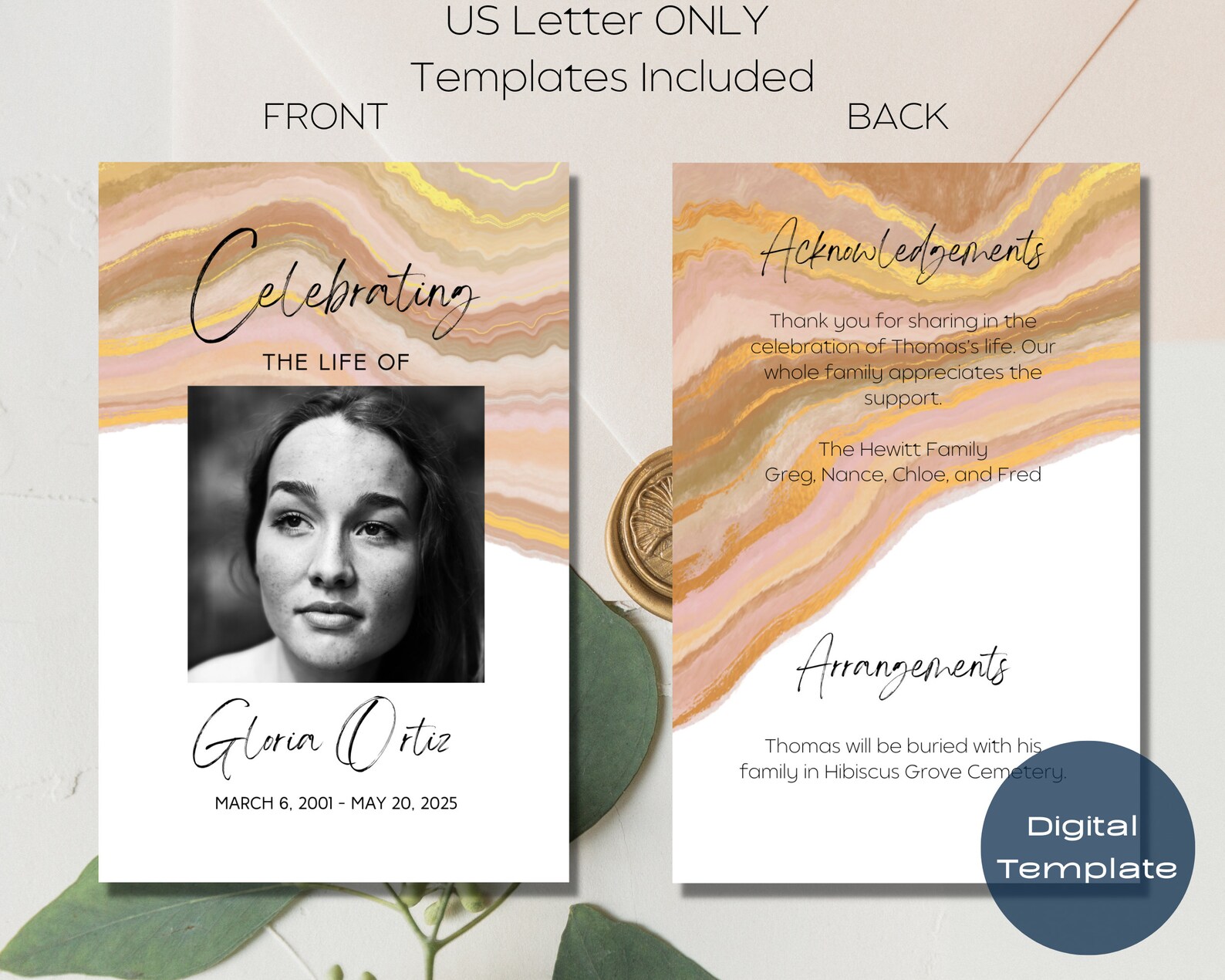 Editable Funeral Program Obituary Card Funeral Prayer Card Printable ...