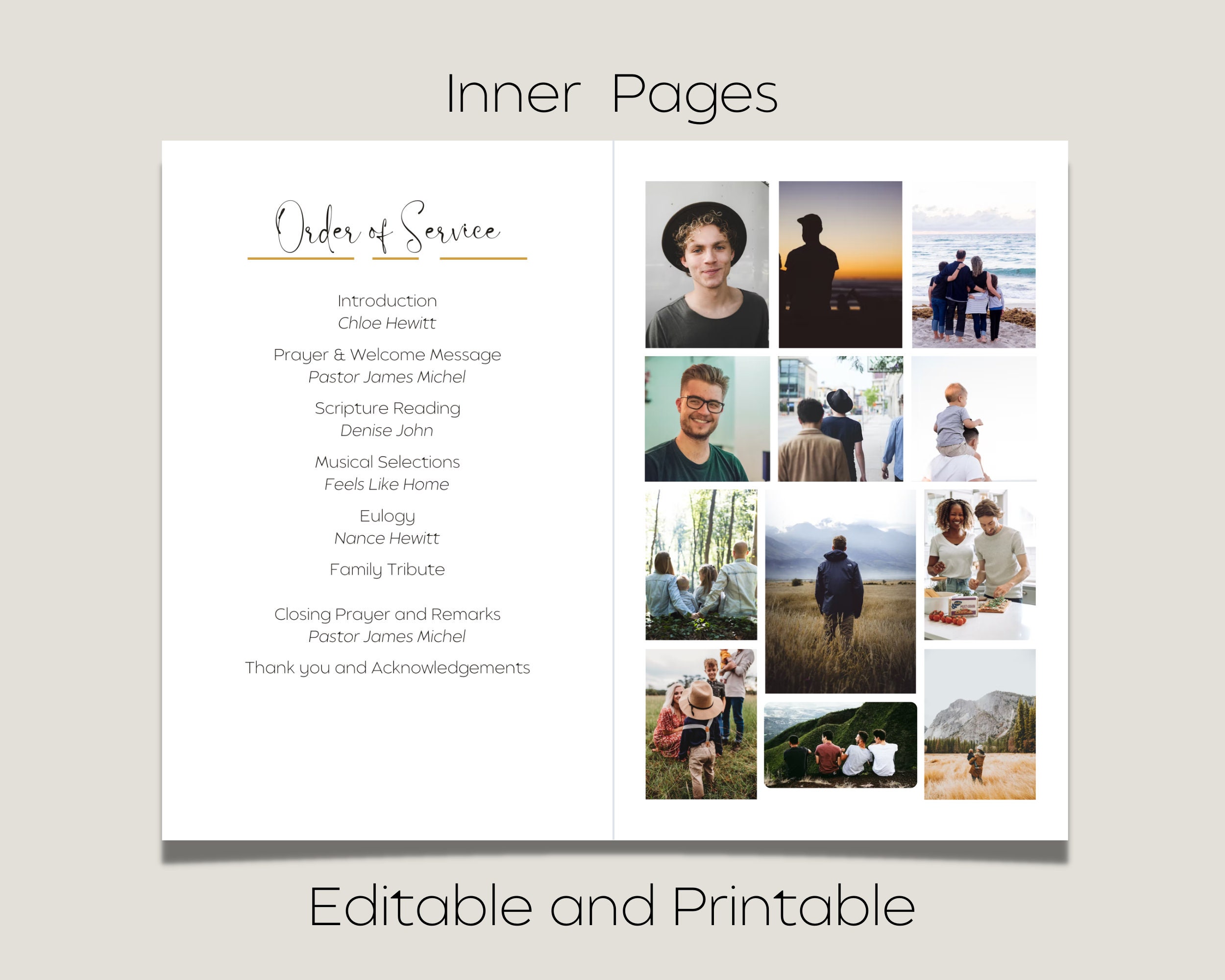 Editable Funeral Program Obituary Program Printable Memorial Program 8 ...