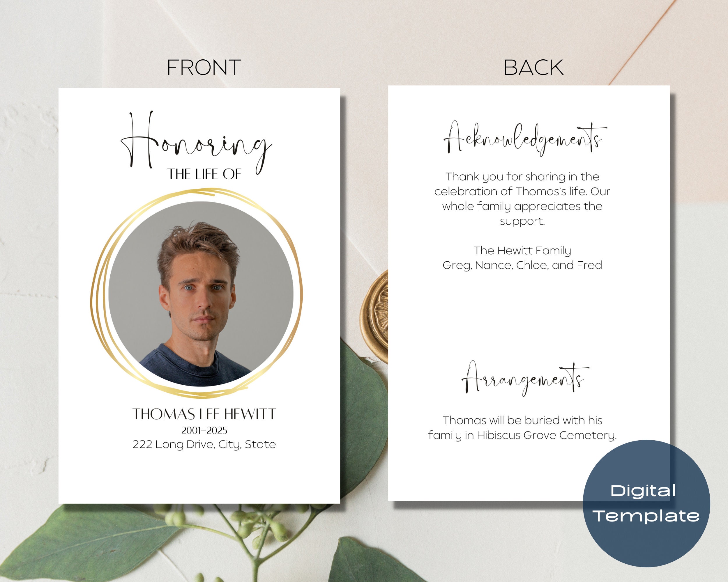 Editable Funeral Program Obituary Program Printable Memorial Program 8 ...