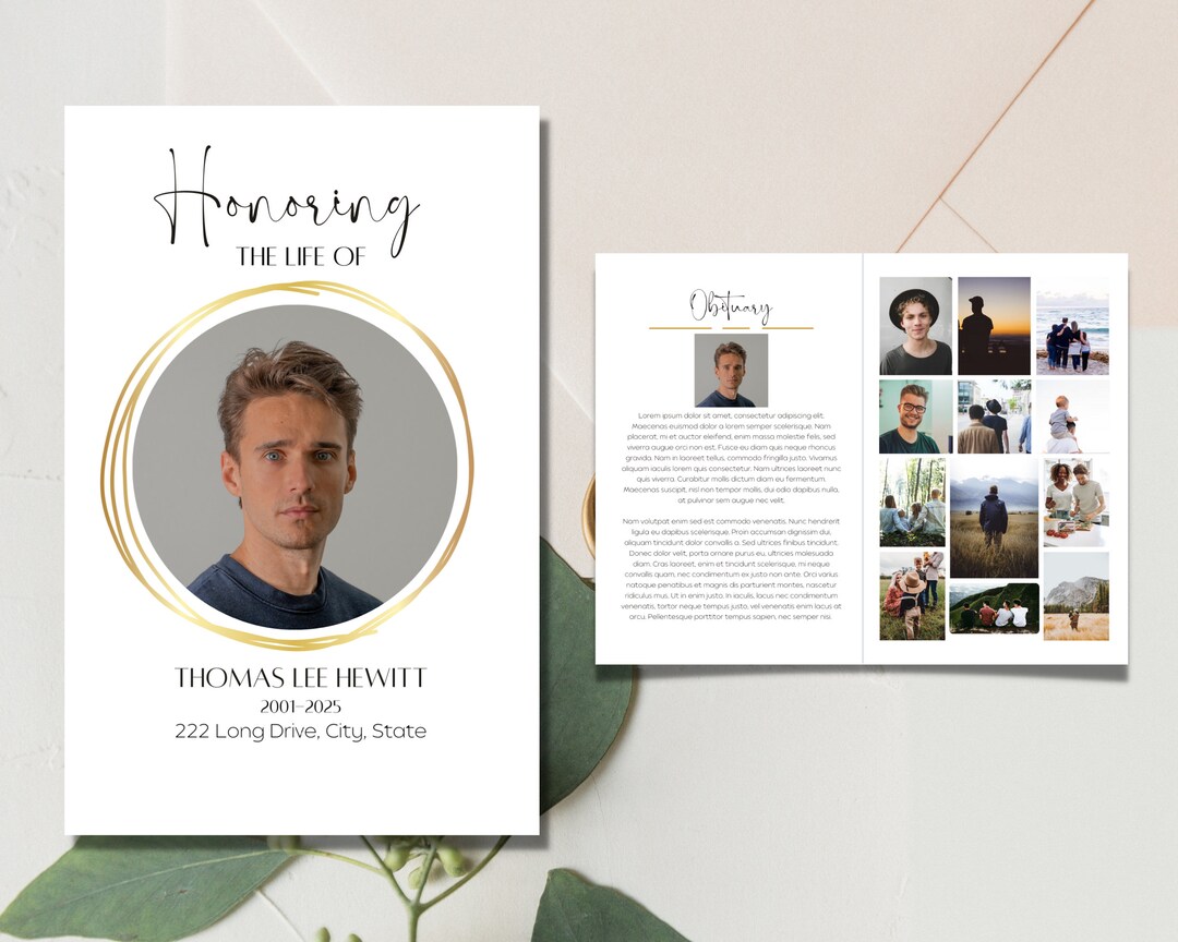 Editable Funeral Program | Obituary Program | Printable Memorial ...