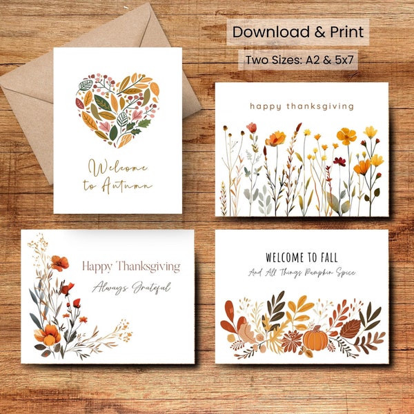 Printable Happy Thanksgiving Greeting Card, Celebrate Fall Autumn ...