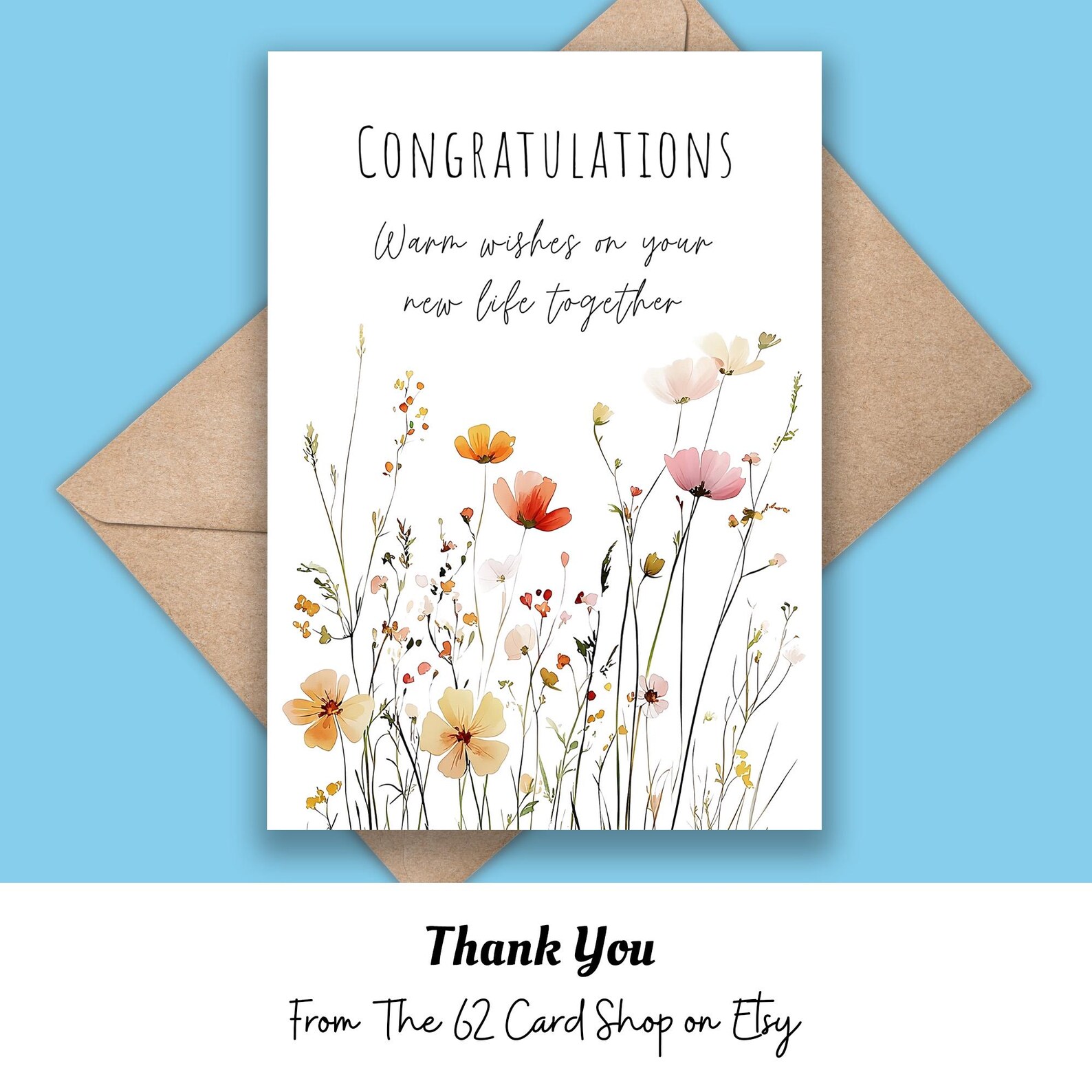Printable Wedding Congratulations Card: Happy New Life Together (sizes ...