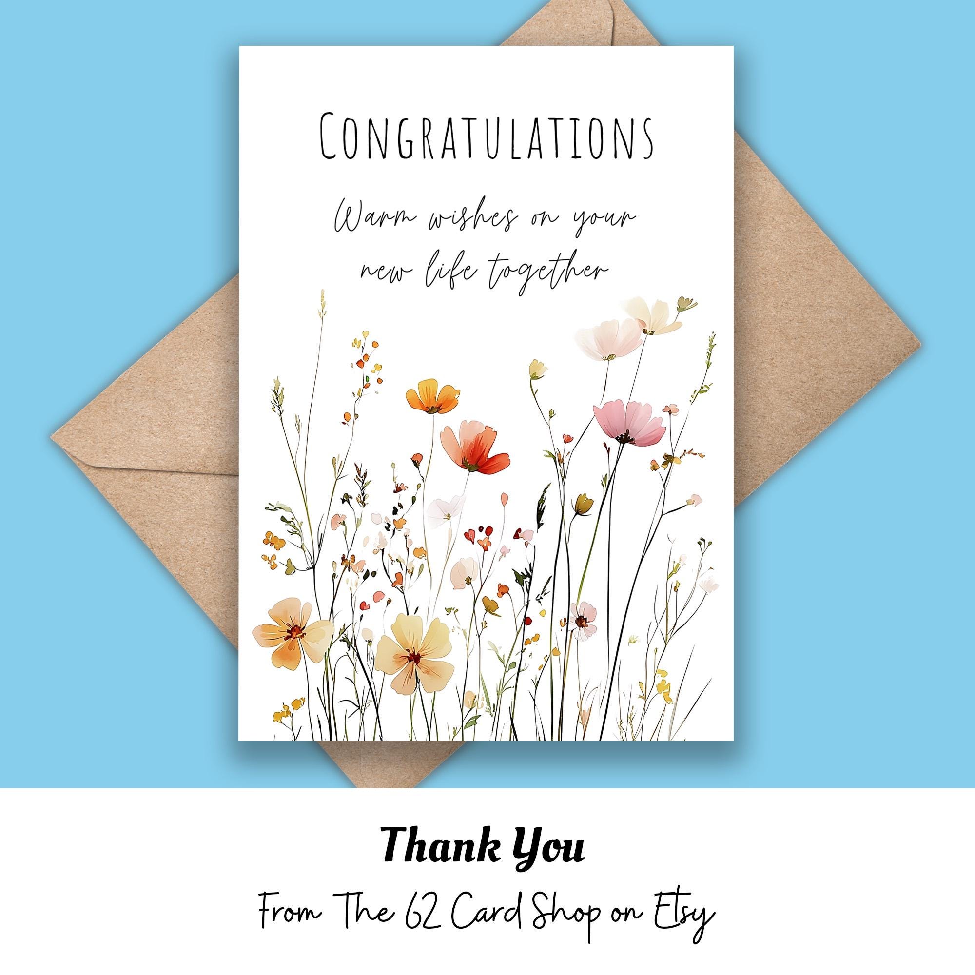 Printable Wedding Congratulations Card: Happy New Life Together (sizes ...
