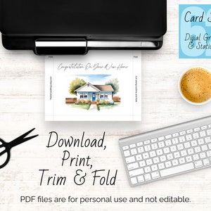 New Home Congratulations Card, Printable New House Card, Housewarming ...