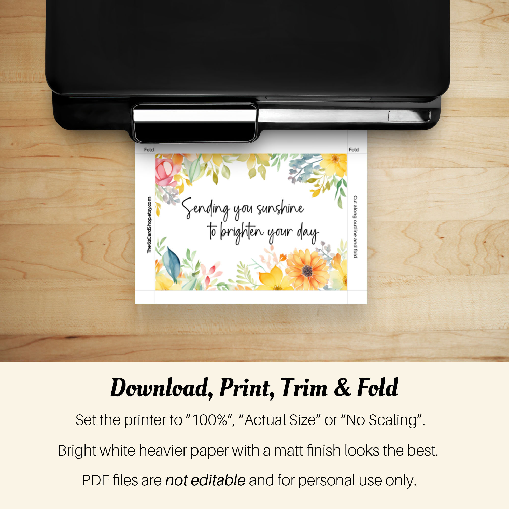 Feel Better Soon Card, Printable Sunshine and Warm Wishes (sizes 5x7 ...