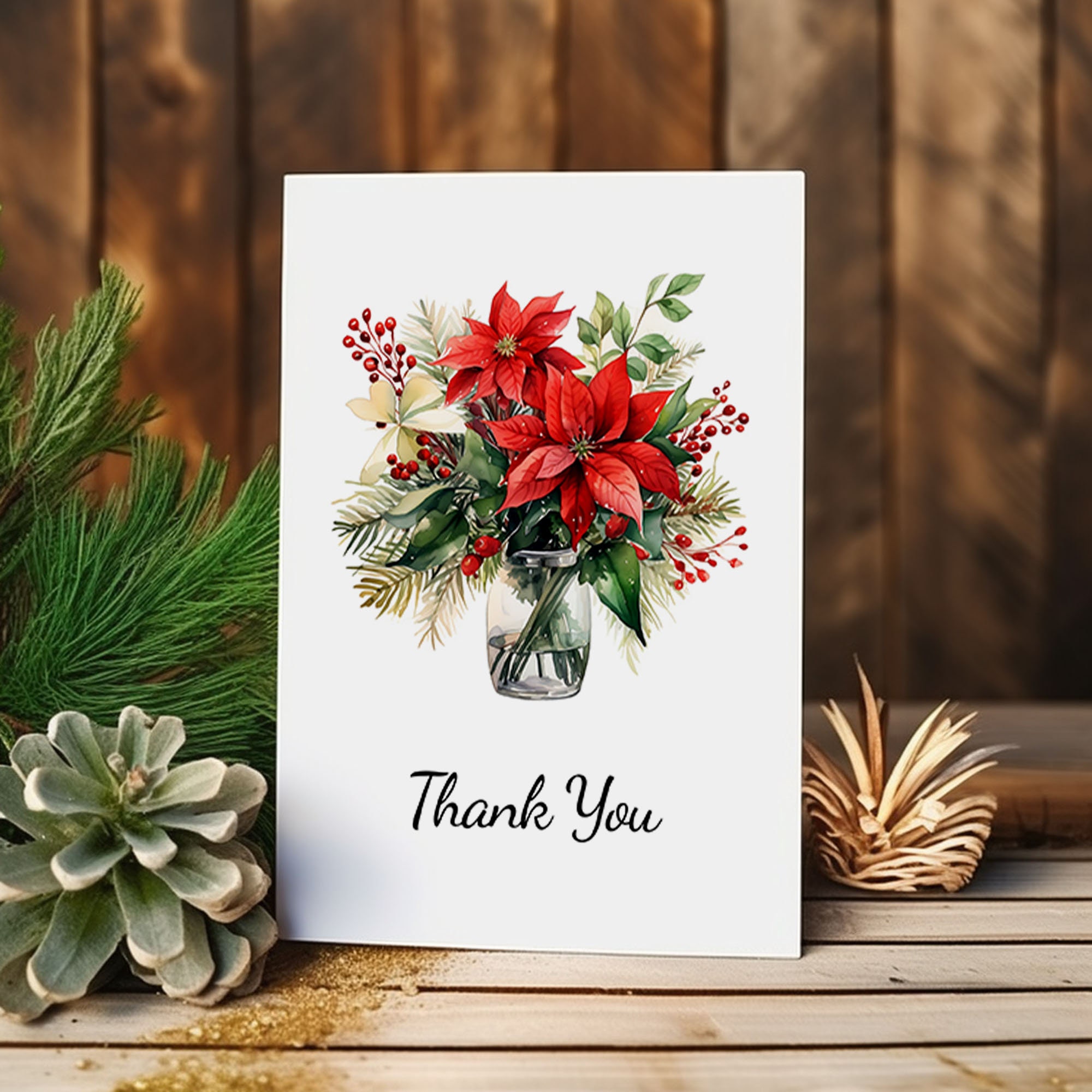 Printable Christmas Thank You Card, Say a Simple Thank You for a ...