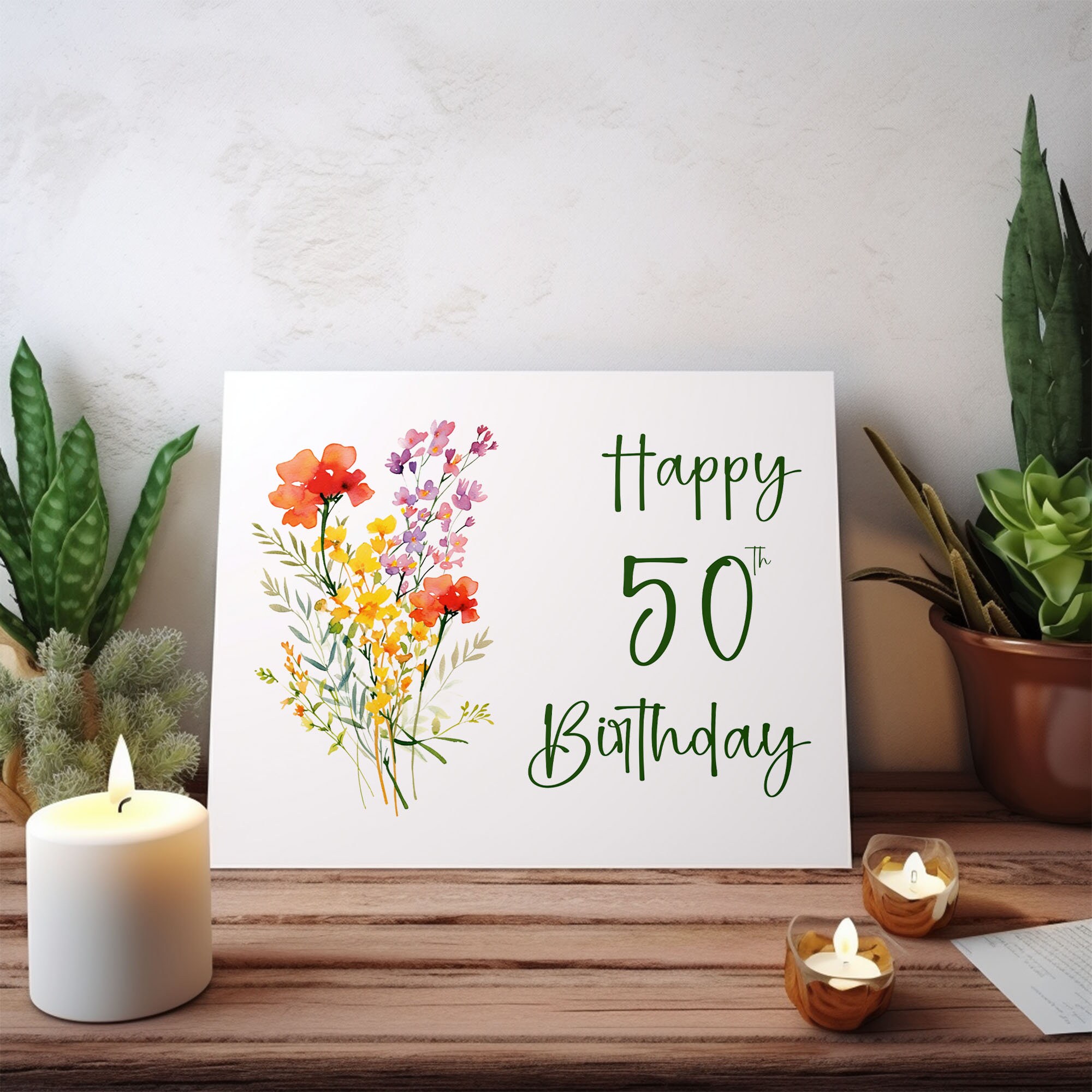 Happy 50th Birthday Card in Sizes 7x5 & A2, Celebrate a 50th Birthday ...