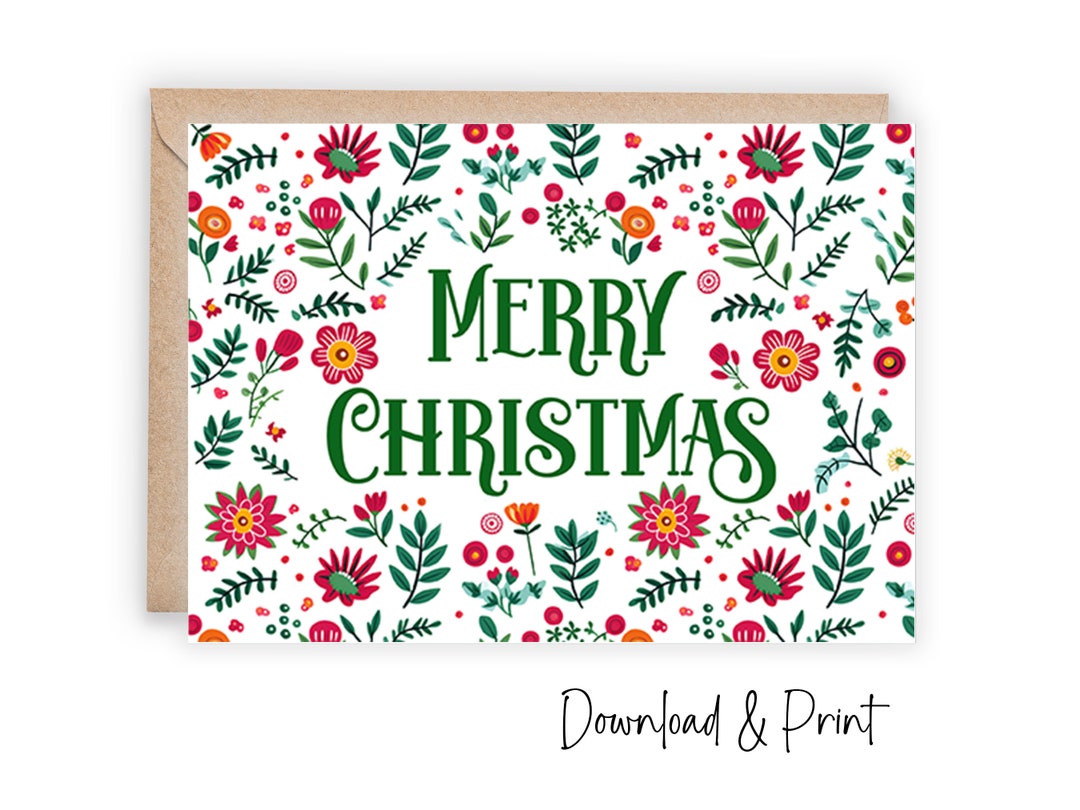 Merry Christmas Card, Printable Christmas Greetings With Seasonal ...