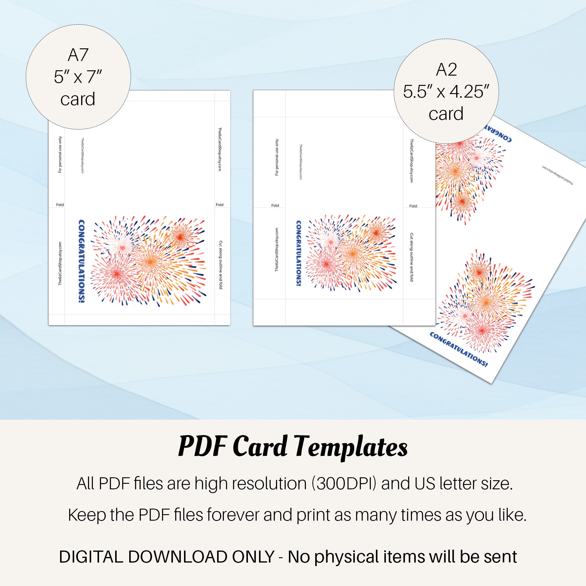 Printable Congratulations Card in Sizes 5x7 & A2 Proud of You Card to Celebrate With Fireworks ...