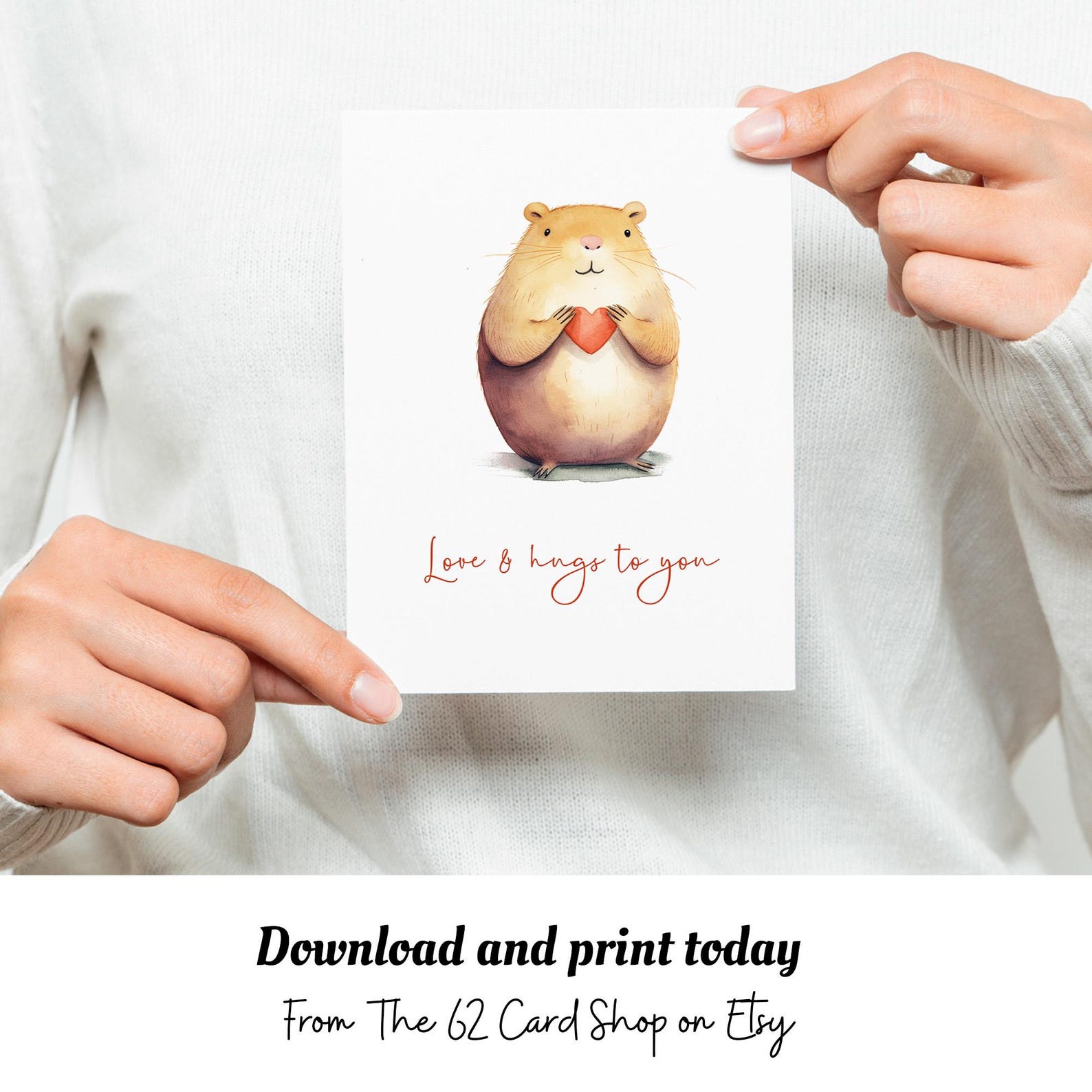 Printable Capybara Love and Hugs Card, Send Lots of Love and Hugs With ...