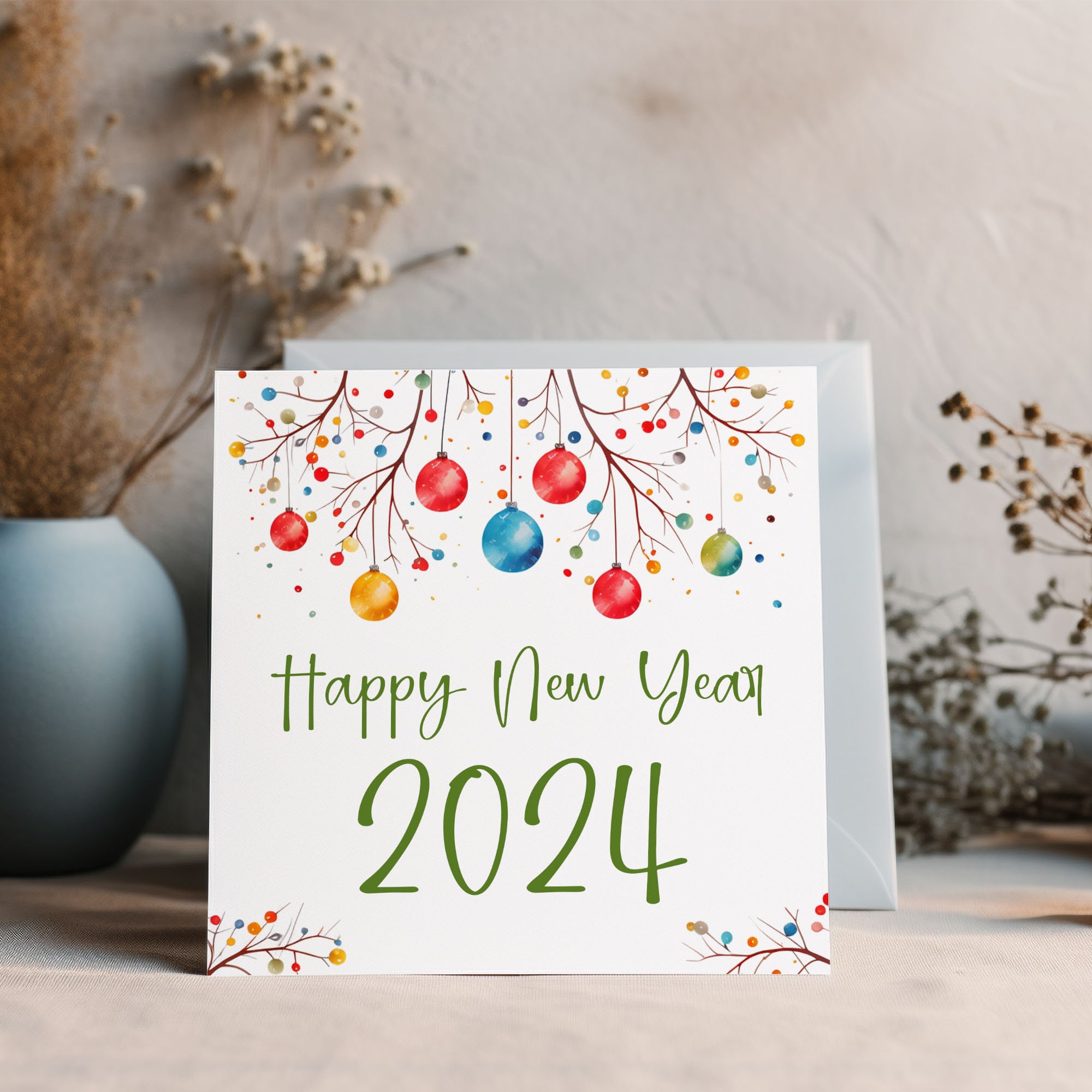 Happy New Year 2024 Colorful Card to Wish the Best in the New Year ...