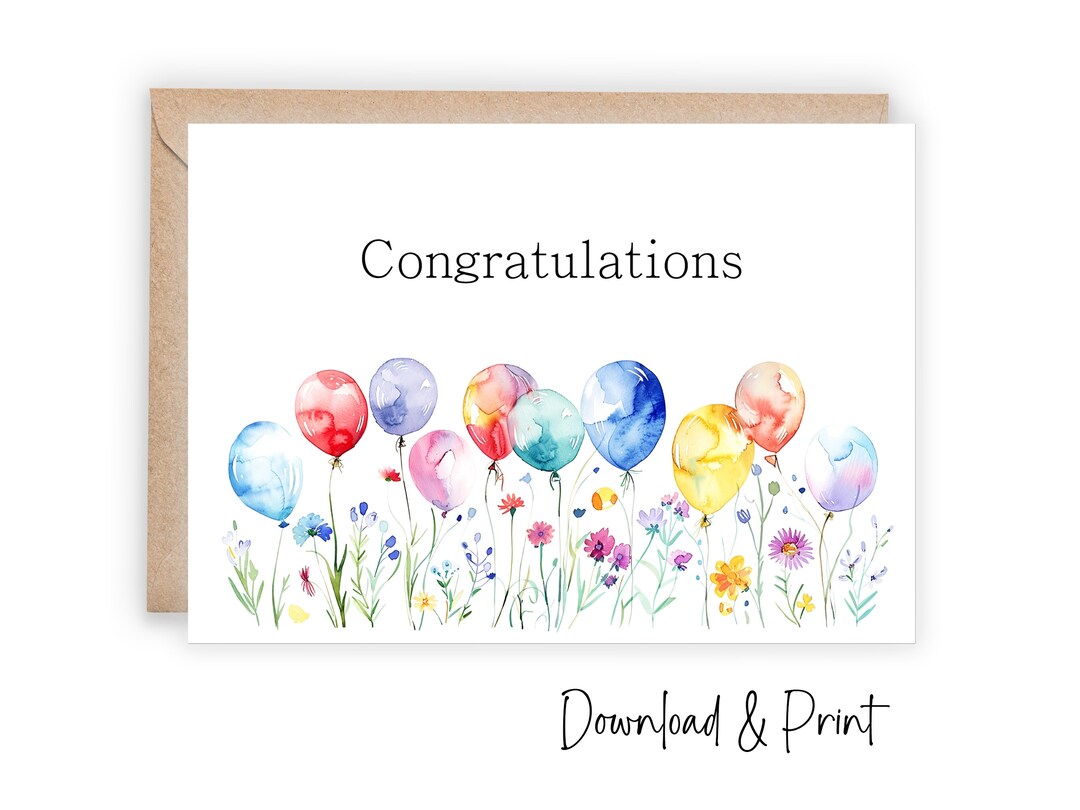 Printable Congratulations Card to Celebrate a Big Achievement, Pretty ...