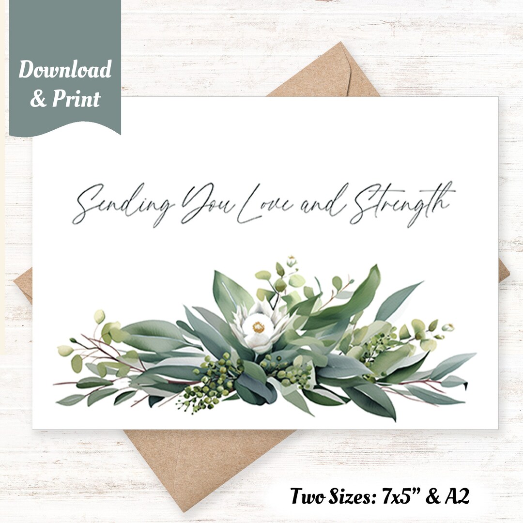 Printable Sympathy Card Sending Love and Strength Send - Etsy