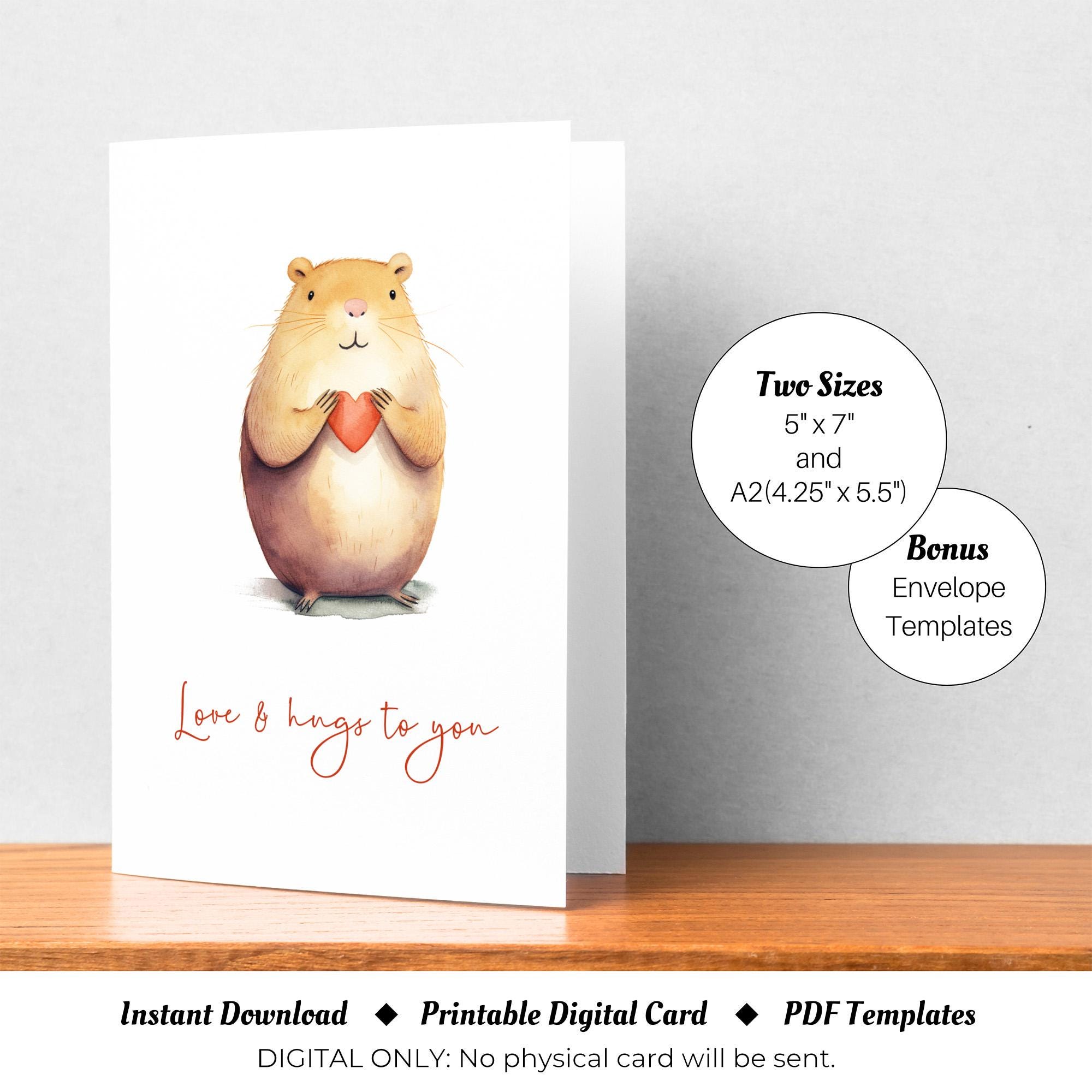 Printable Capybara Love and Hugs Card, Send Lots of Love and Hugs With ...