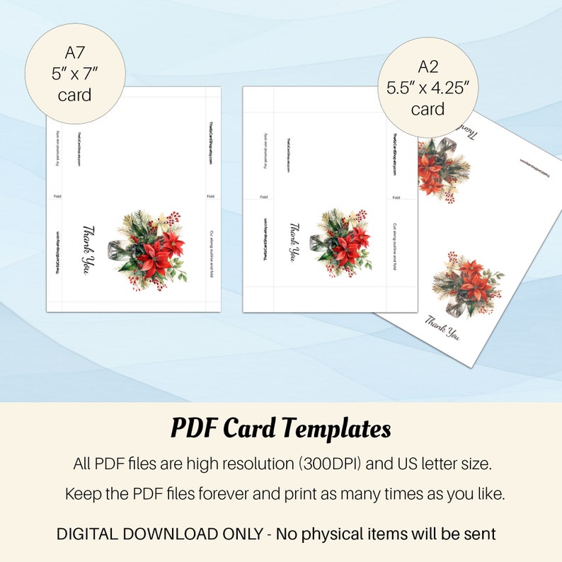 Printable Christmas Thank You Card, Say a Simple Thank You for a ...