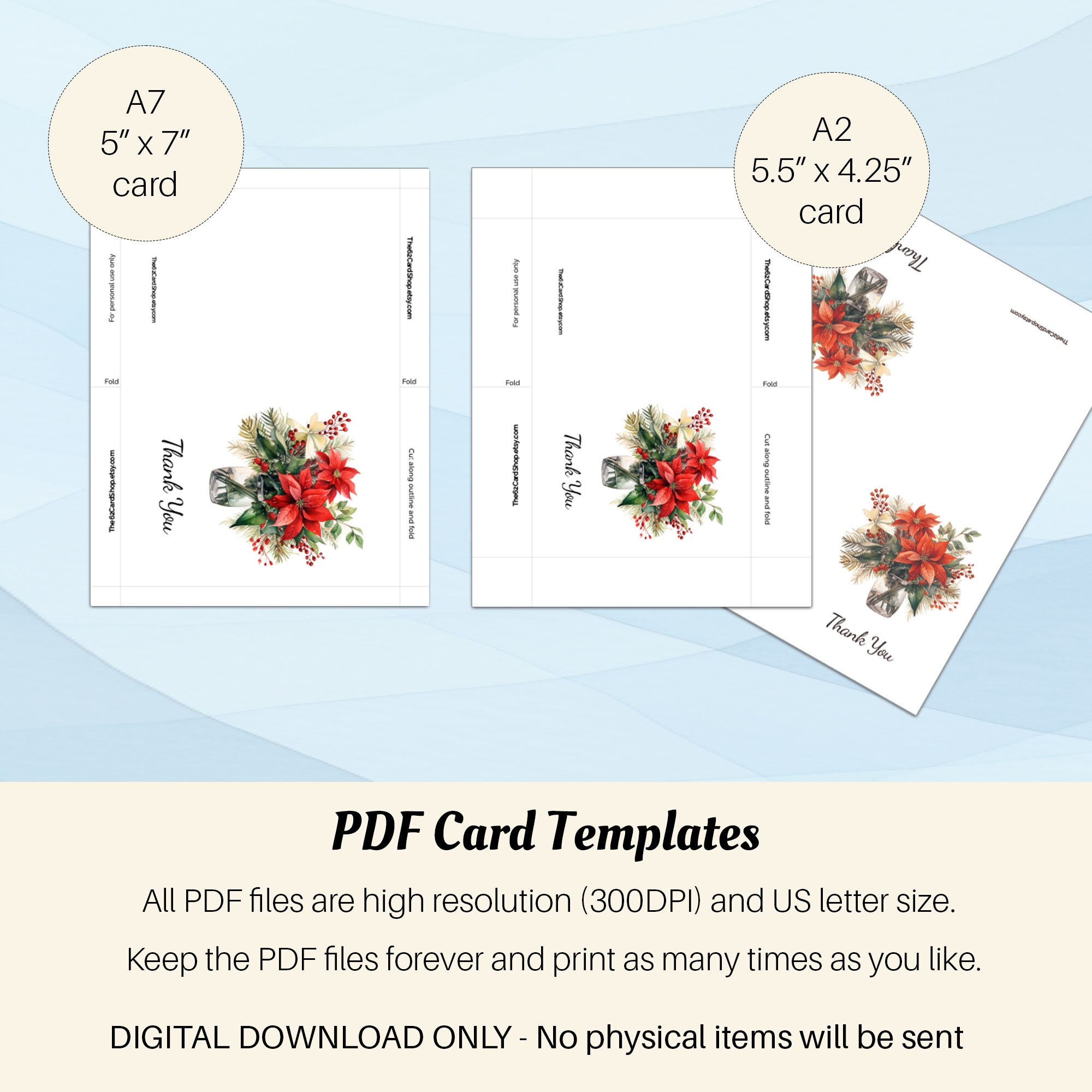 Printable Christmas Thank You Card, Say a Simple Thank You for a ...