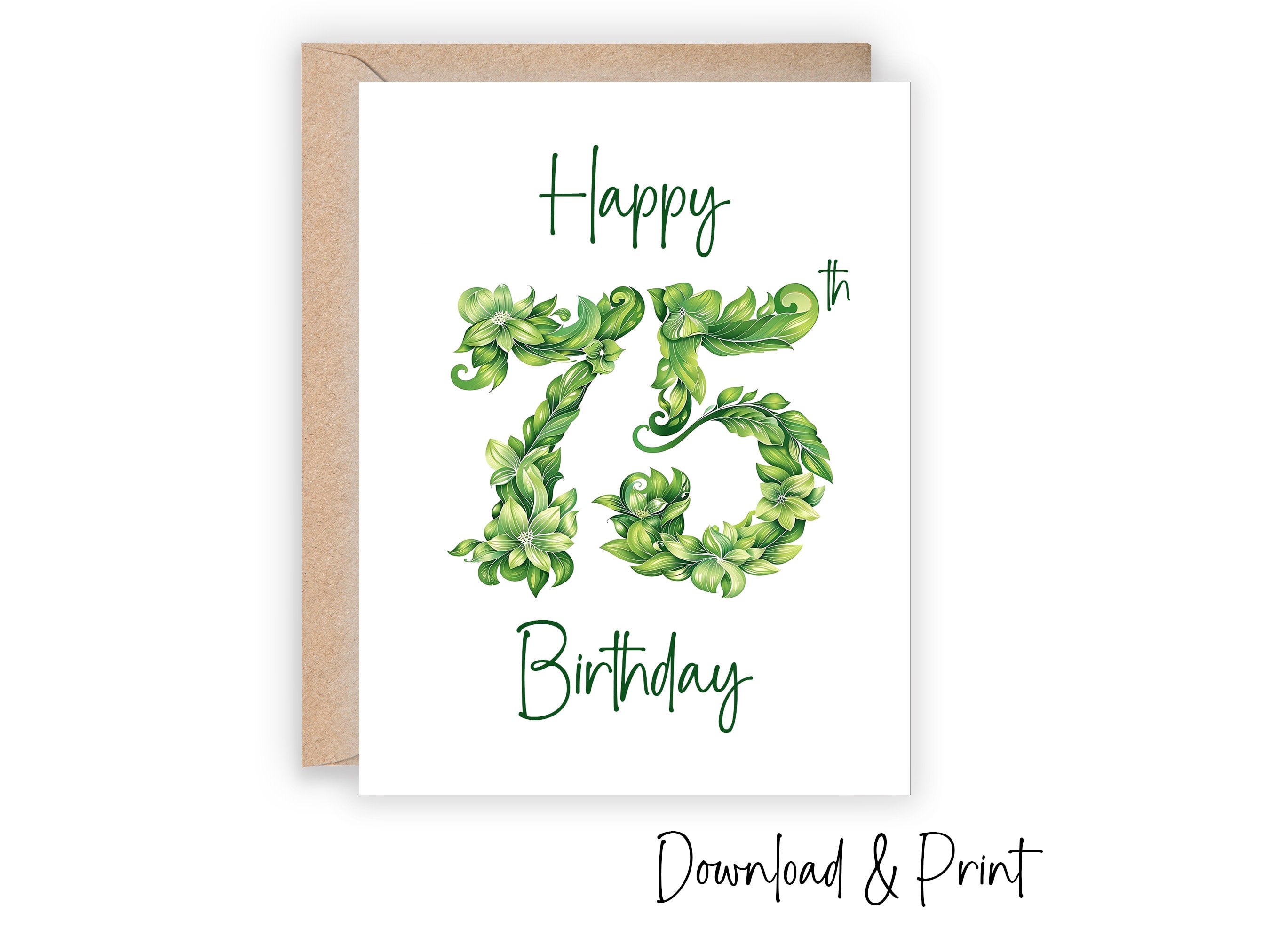Printable 75th Birthday Card, Celebrate a Happy 75th Birthday Milestone ...