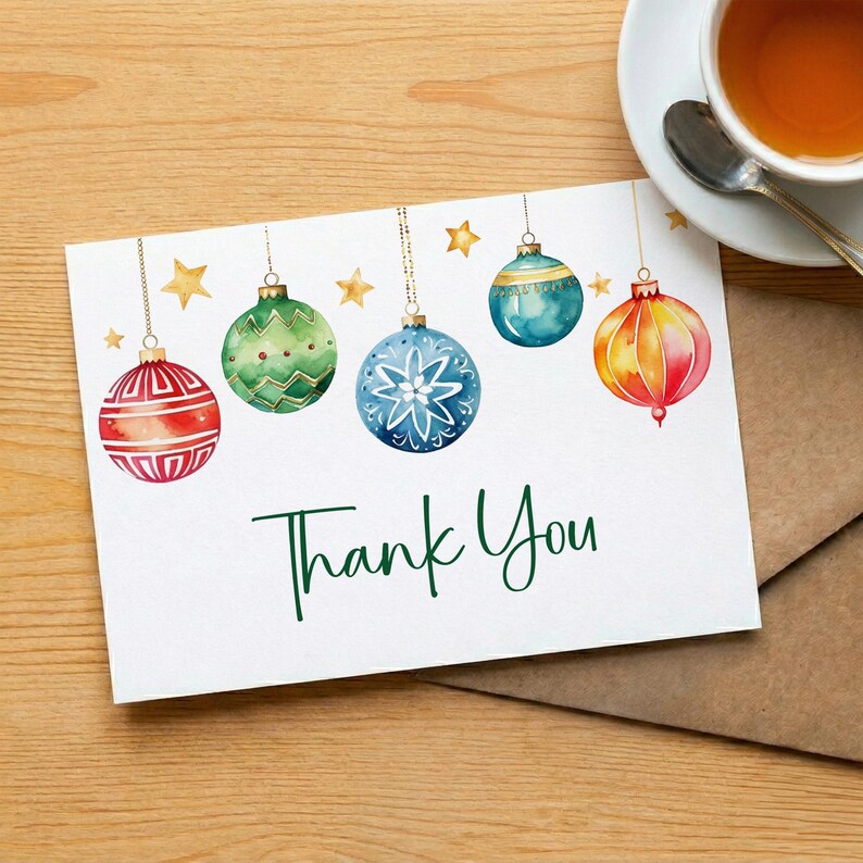 Christmas Thank You Note, Printable Holiday Season Card (sizes 5x7 & A2 ...