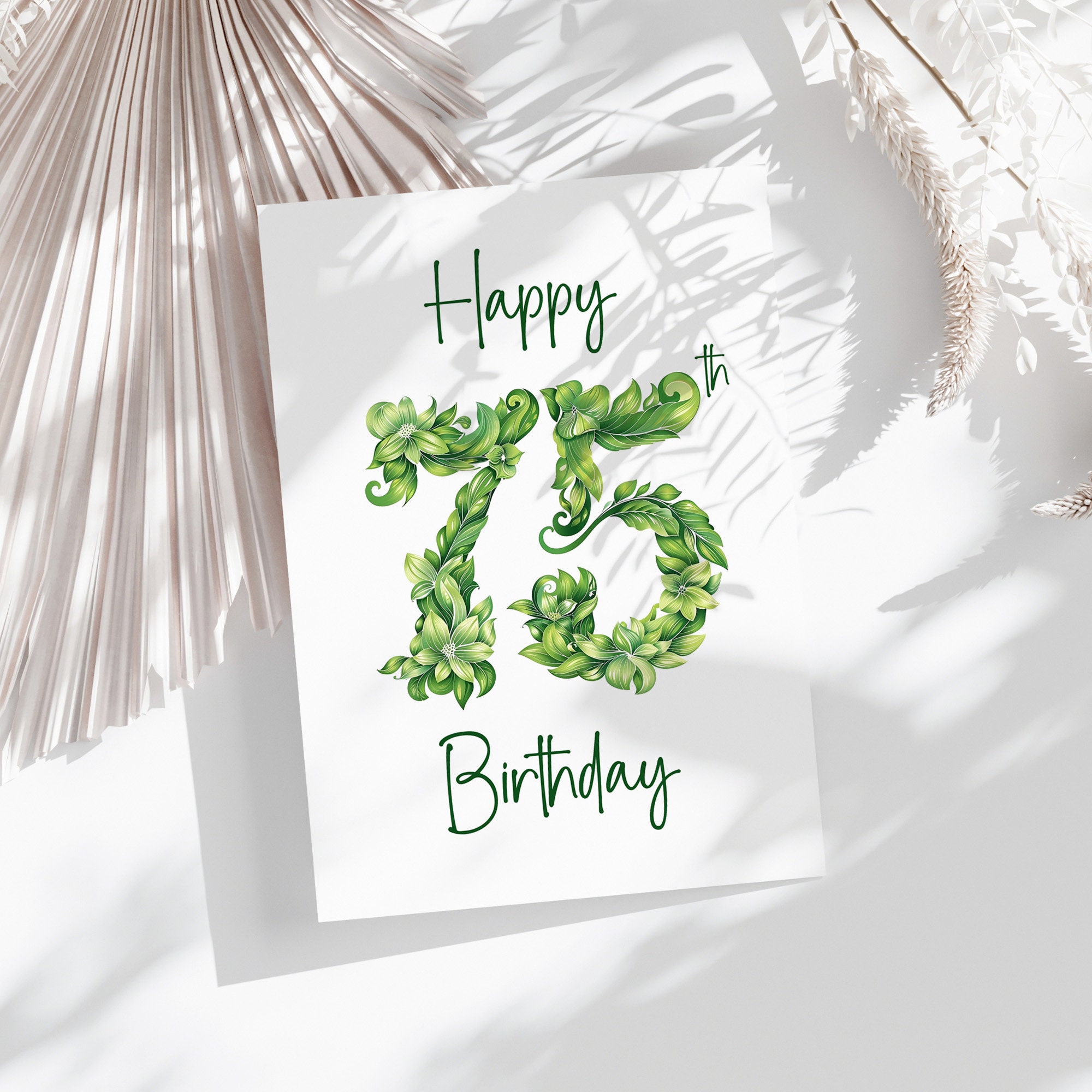 Printable 75th Birthday Card, Celebrate a Happy 75th Birthday Milestone ...