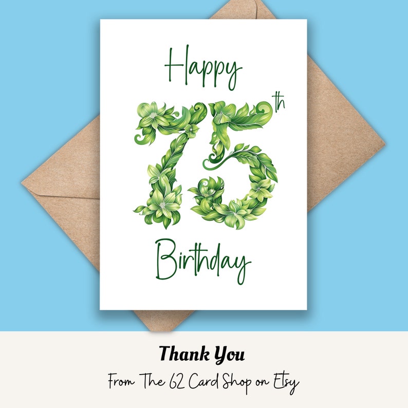 Printable 75th Birthday Card, Celebrate a Happy 75th Birthday Milestone ...