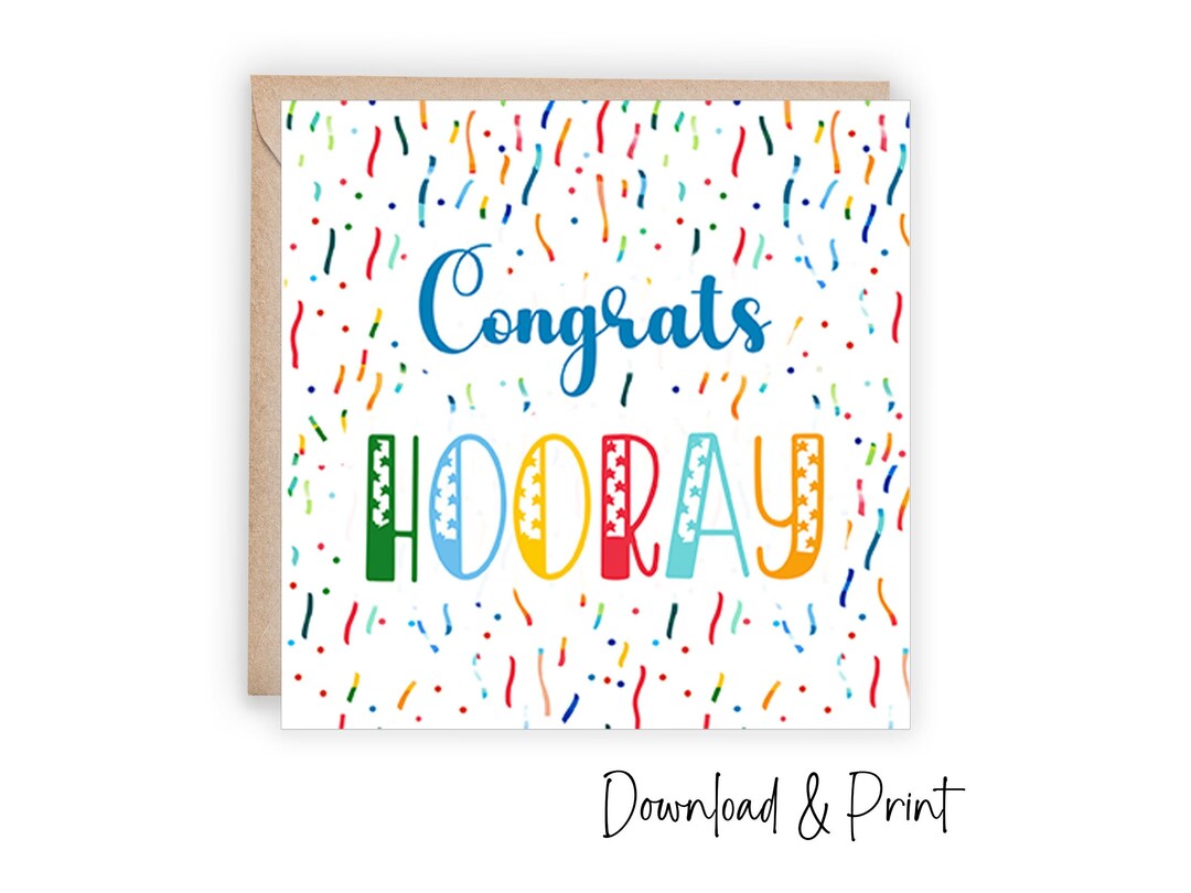 Printable Congratulations Card With Confetti (5" Square, Digital ...