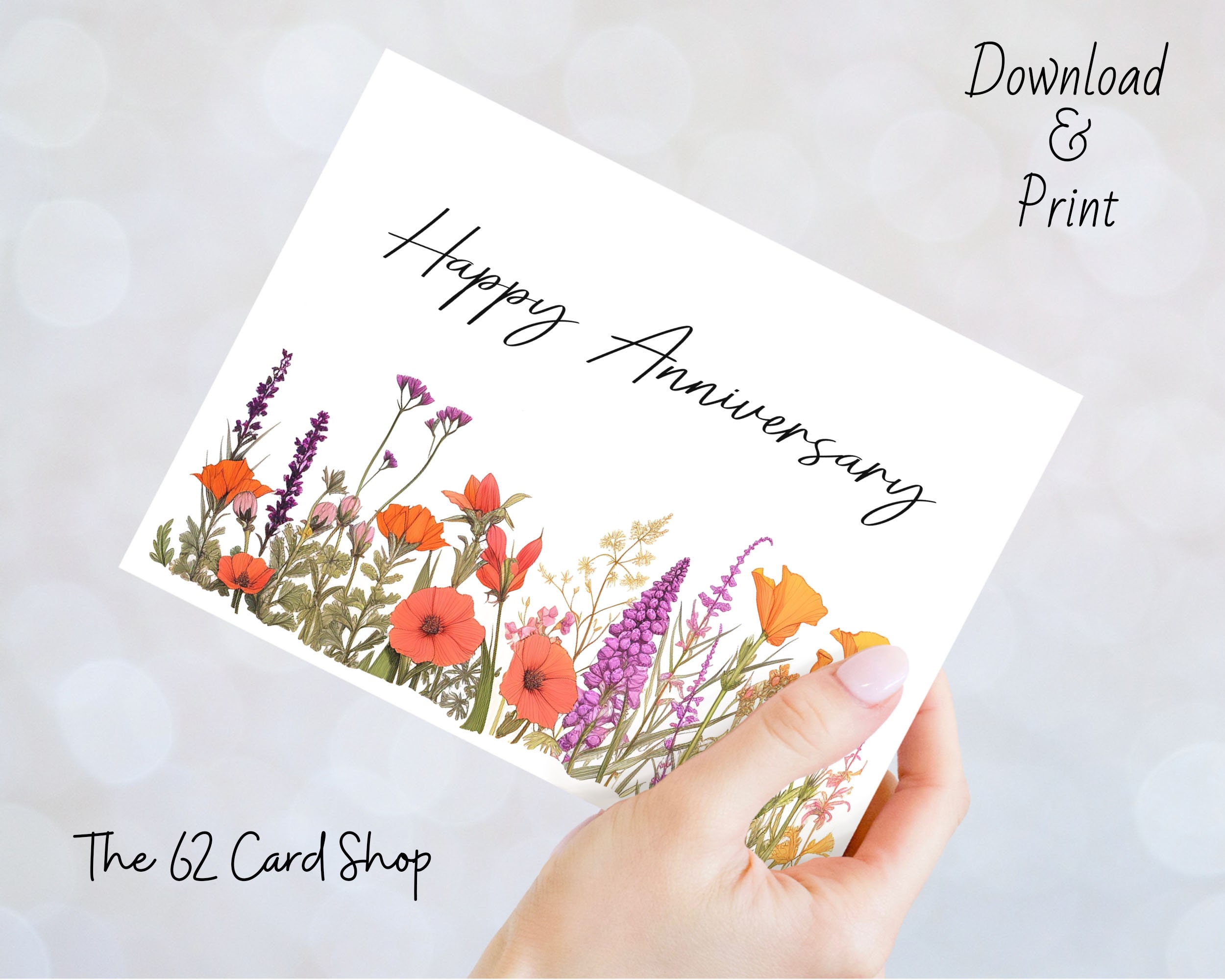Printable Happy Anniversary Card in Sizes 7x5 and A2, Celebrate a ...
