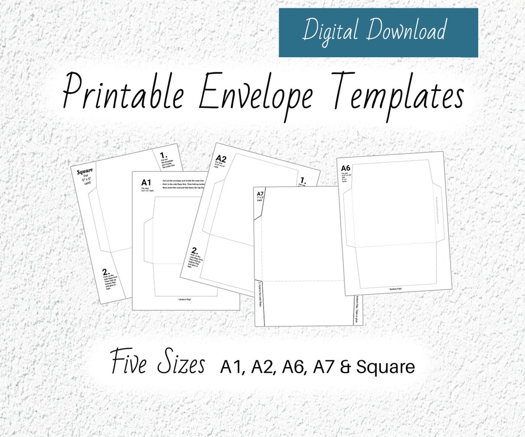 Printable Envelope Templates Sizes A1 A2 A64x6 A77x5 & - Etsy