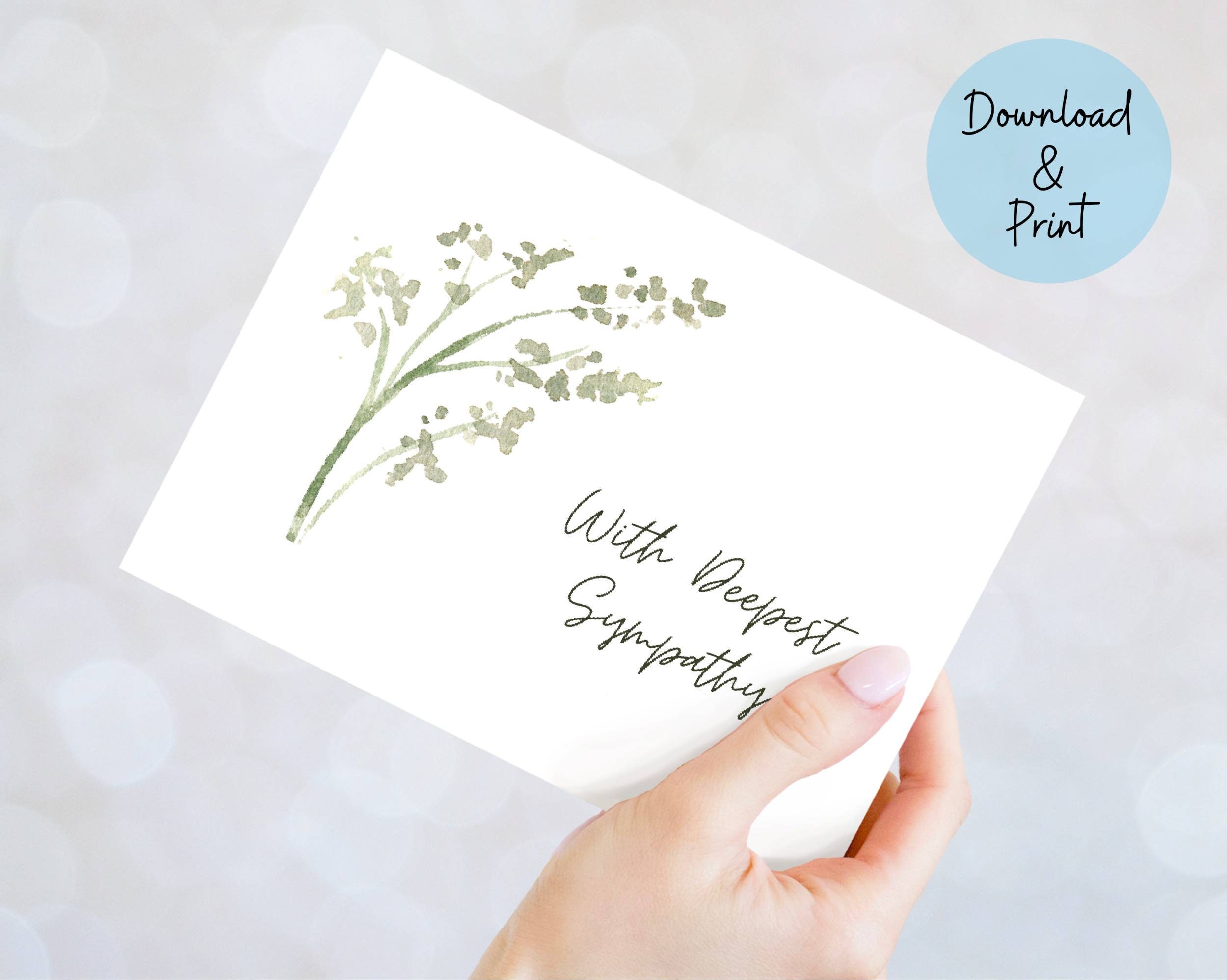 With Deepest Sympathy Simple Card Printable Condolence Card Sympathy ...