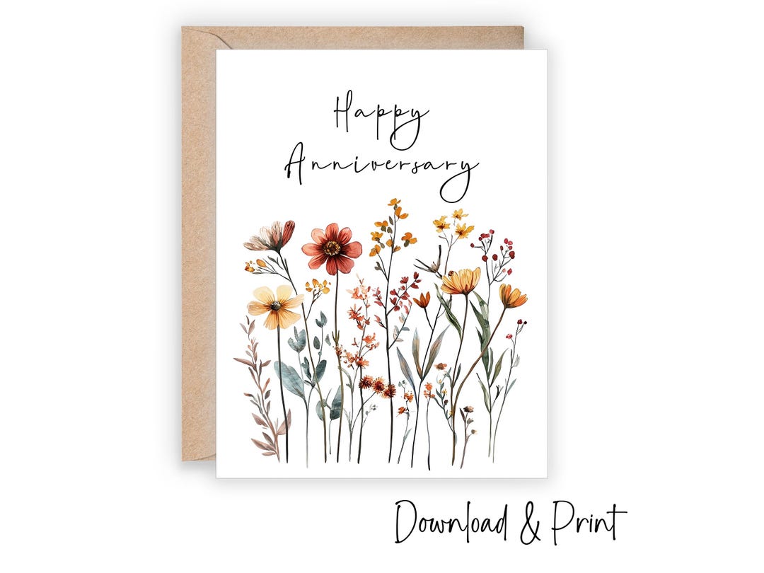 Printable Happy Anniversary Card in Sizes 5x7 and A2, Celebrate a ...