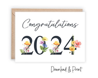 Printable Graduation Card Congratulations Card Class of 2024 Graduate ...
