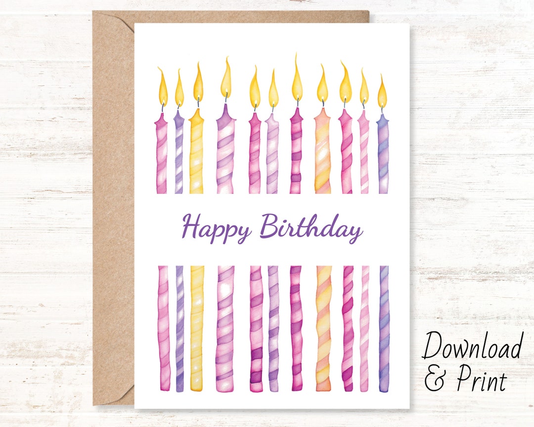 Simple Happy Birthday Card, Printable Card to Send for a Sweet Birthday ...