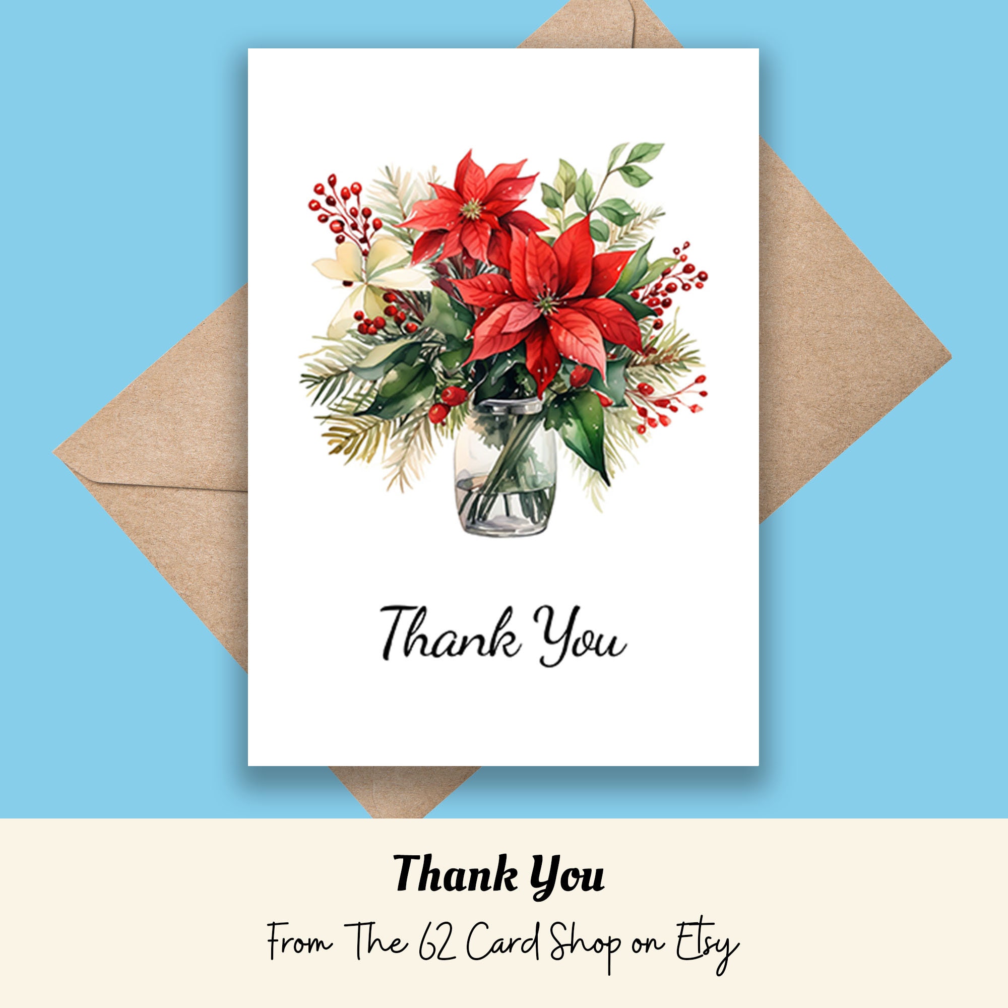 Printable Christmas Thank You Card, Say a Simple Thank You for a ...
